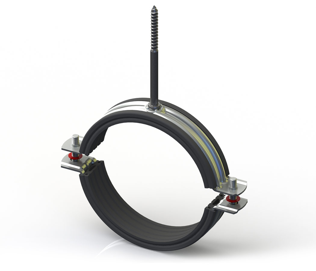 Silent Pipe Clamp with Long Triphone (Horizontal)